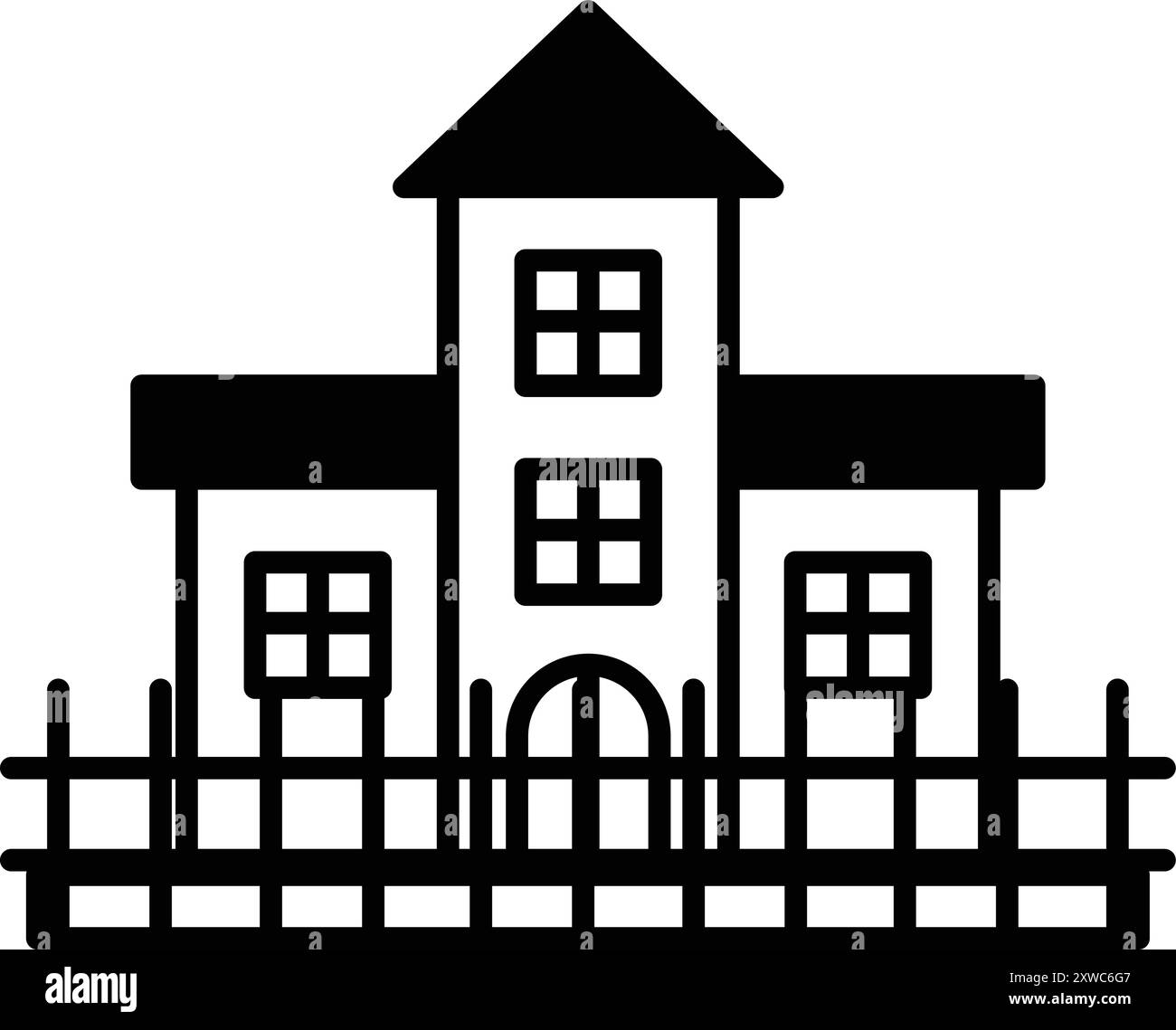 A Illustration of a prison building in line art style Stock Vector ...