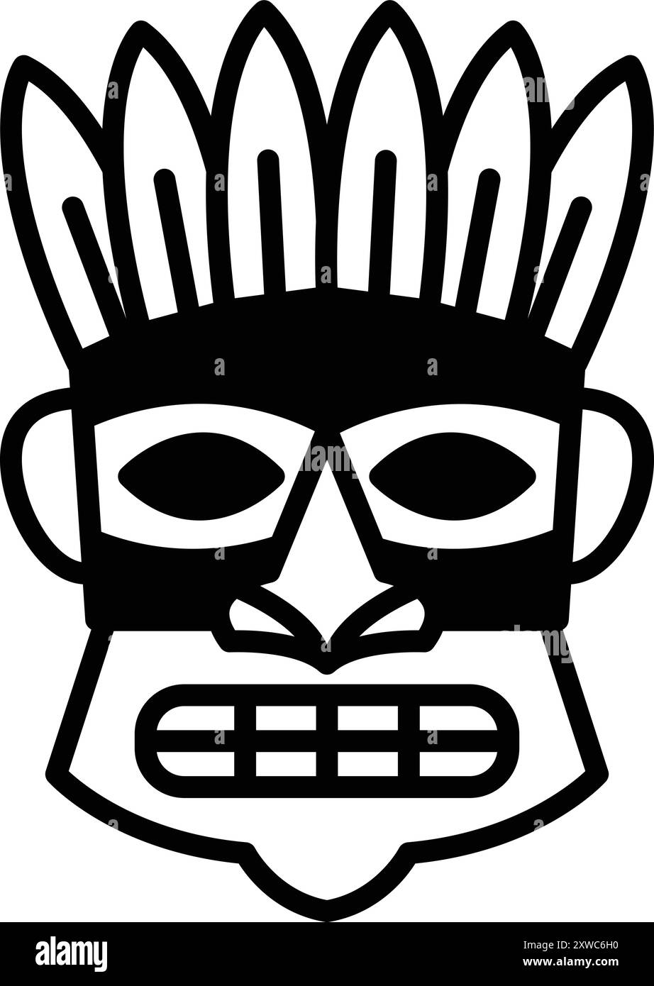 A black and white drawing of a face with a mask on it. The mask has a ...