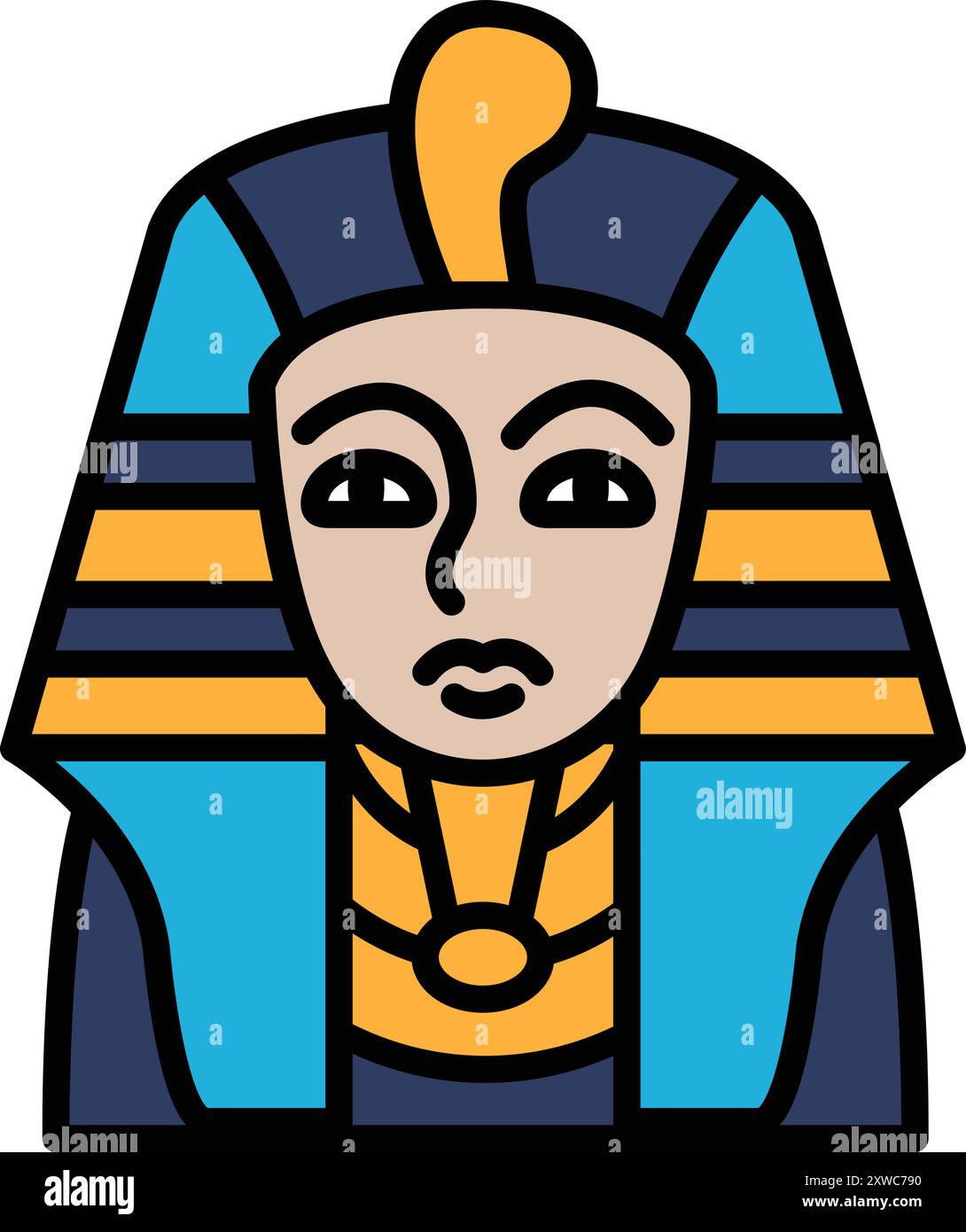 An Ancient Egyptian Pharaoh statue in line style Stock Vector Image ...
