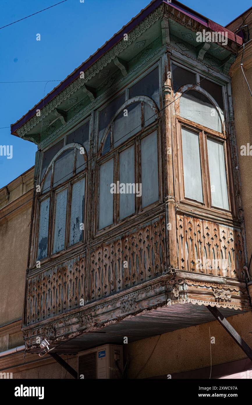 Traditional carving balconies in Old Tbilisi Stock Photo - Alamy