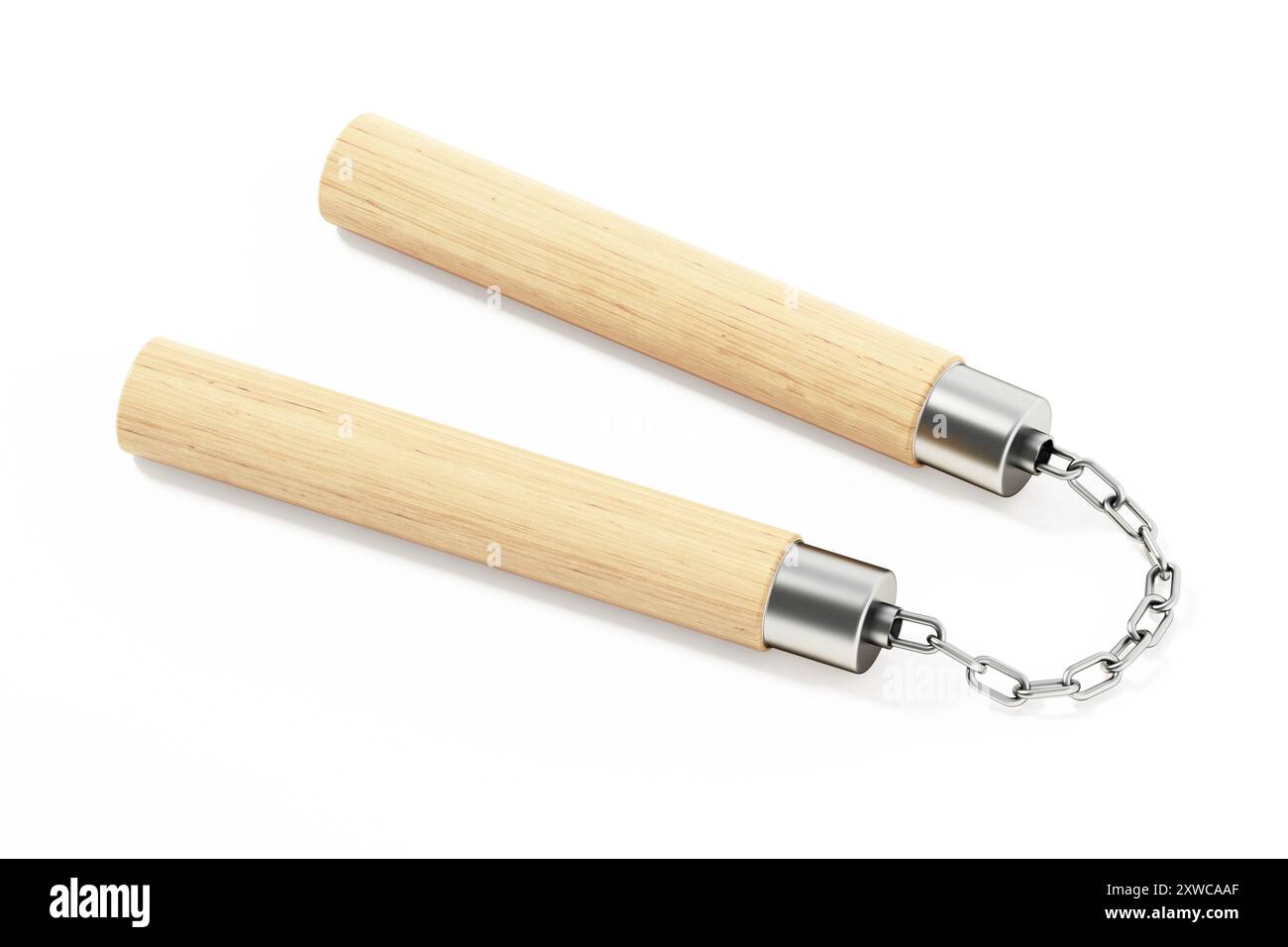 Nunchucks isolated on white background. 3D illustration Stock Photo - Alamy