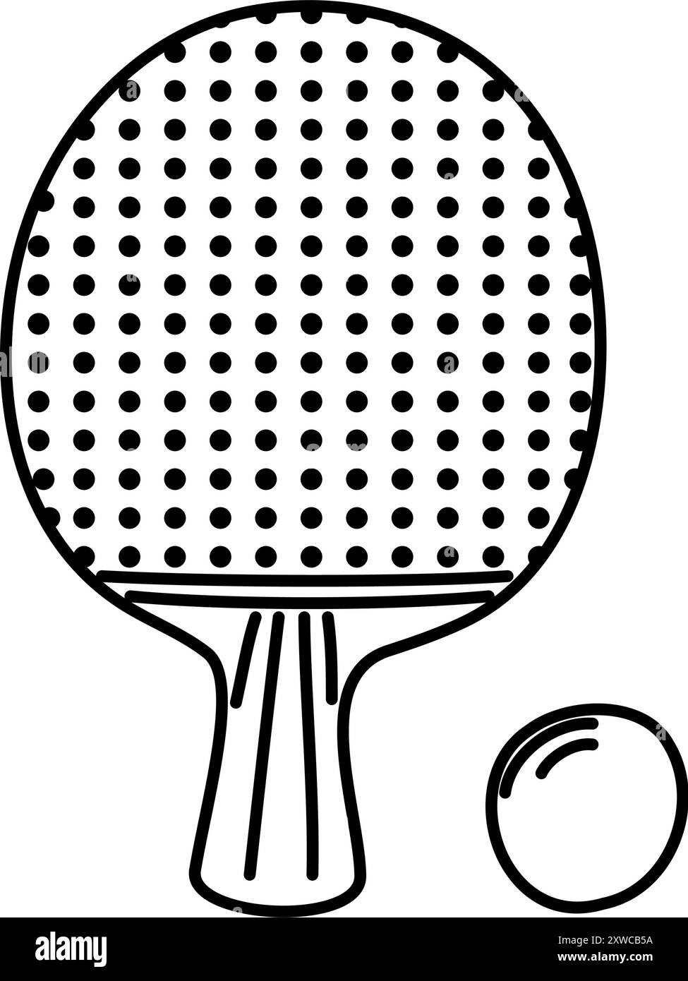 Table tennis racket and ball. Hand drawn ping pong paddle with dotted ...