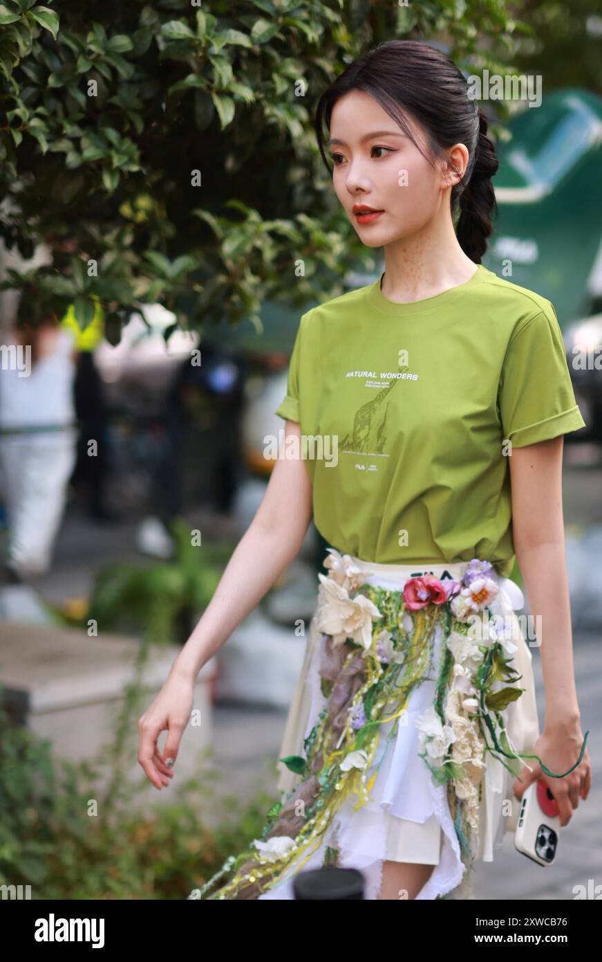 Chinese actress and singer Chen Zhuoxuan attends an activity in ...