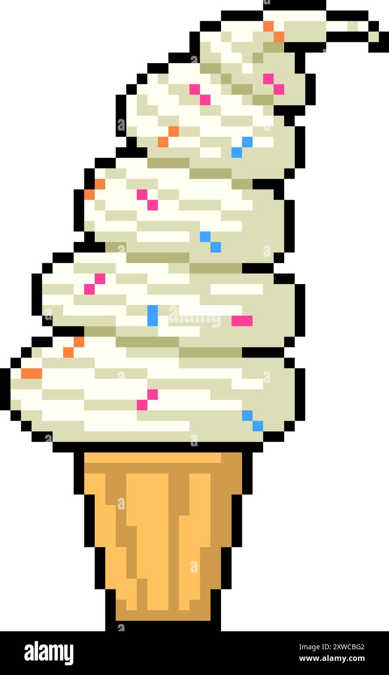 pixel art of big vanilla ice cream isolated background Stock Vector ...