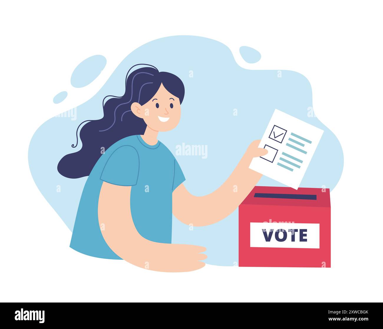 Vote 2024 woman putting a ballot in a voting box. Election campaign ...