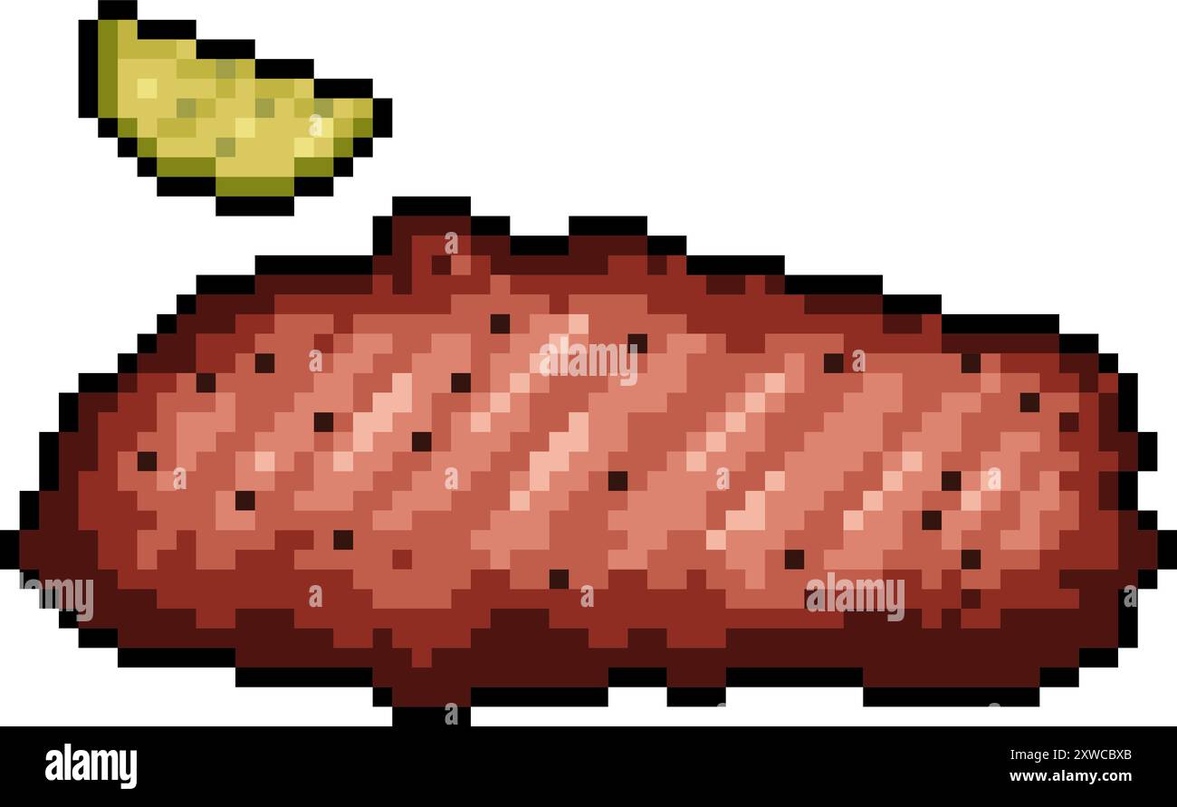 pixel art of roast meat steak isolated background Stock Vector Image ...