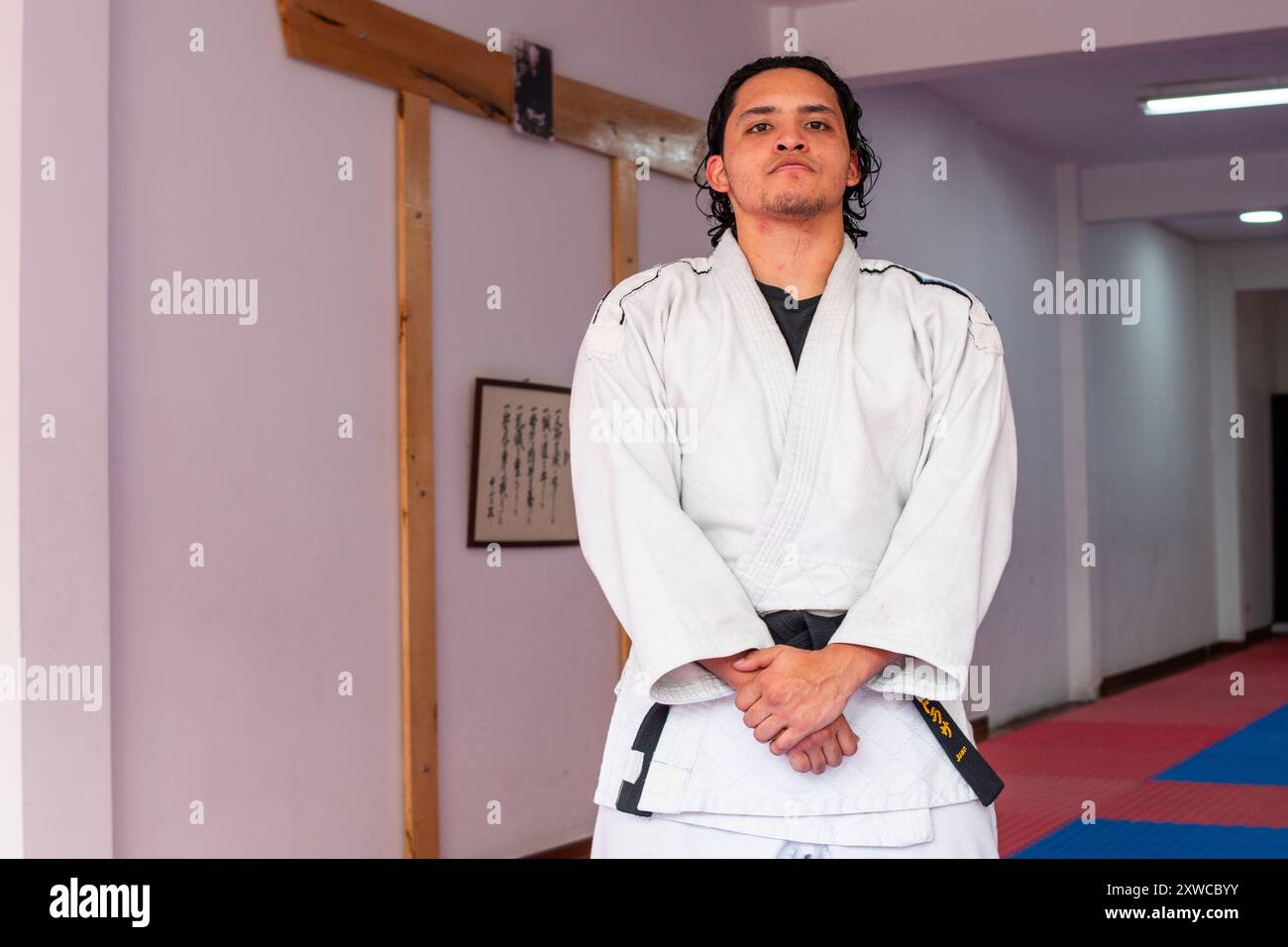 Judo fighter portrait in dojo Stock Photo - Alamy