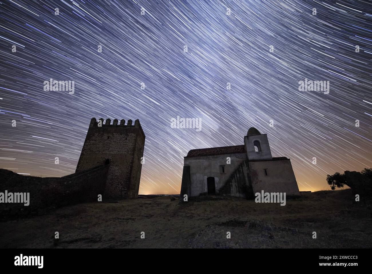 a castle illuminated by starlight Stock Photo - Alamy