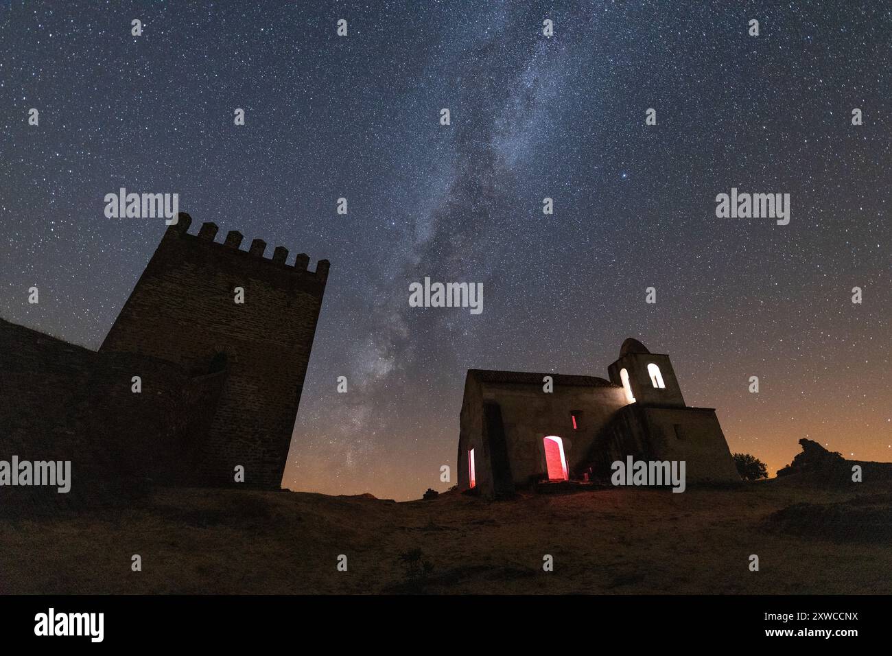 A castle illuminated by starlight Stock Photo - Alamy