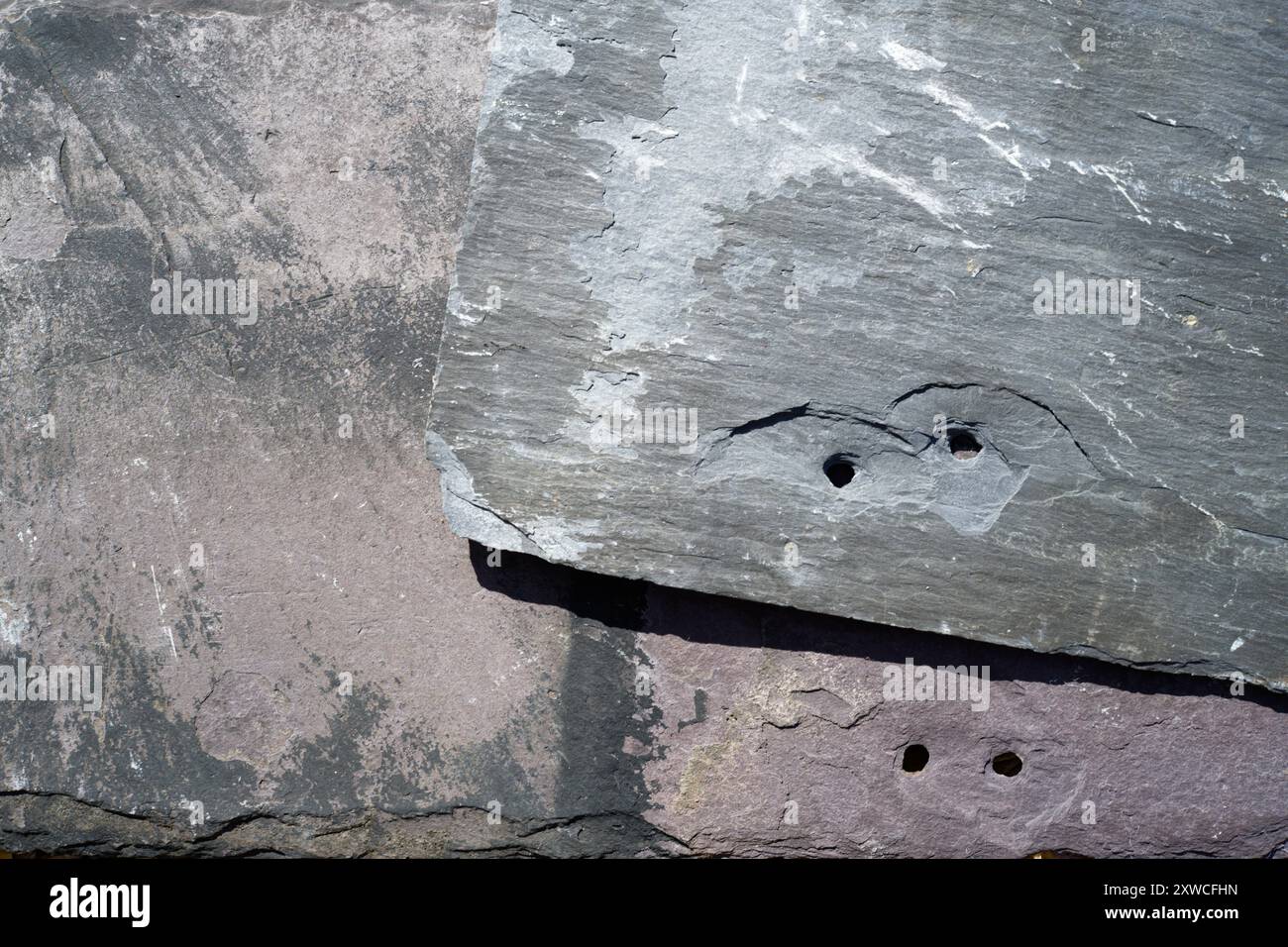 Background or actual image of a weathered Welsh roof slate from a ...