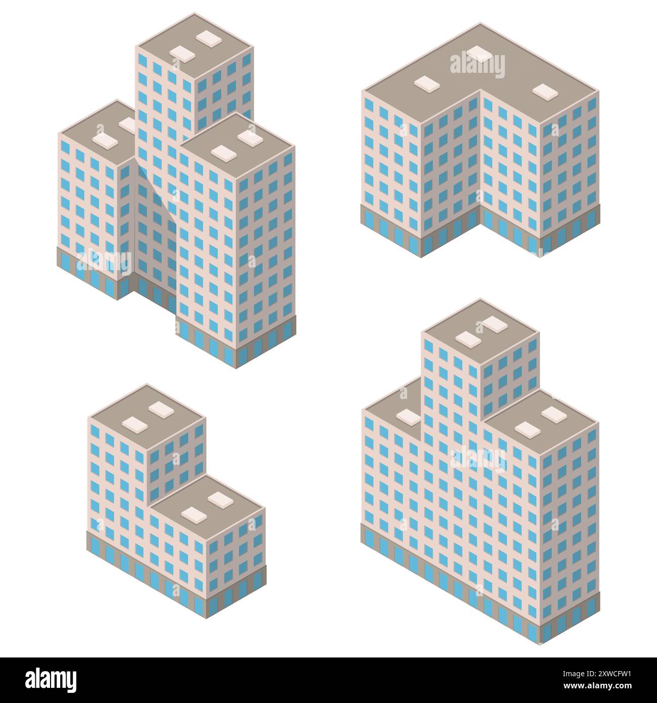 Set of modern isometric buildings. Isometric City Maps. Vector ...