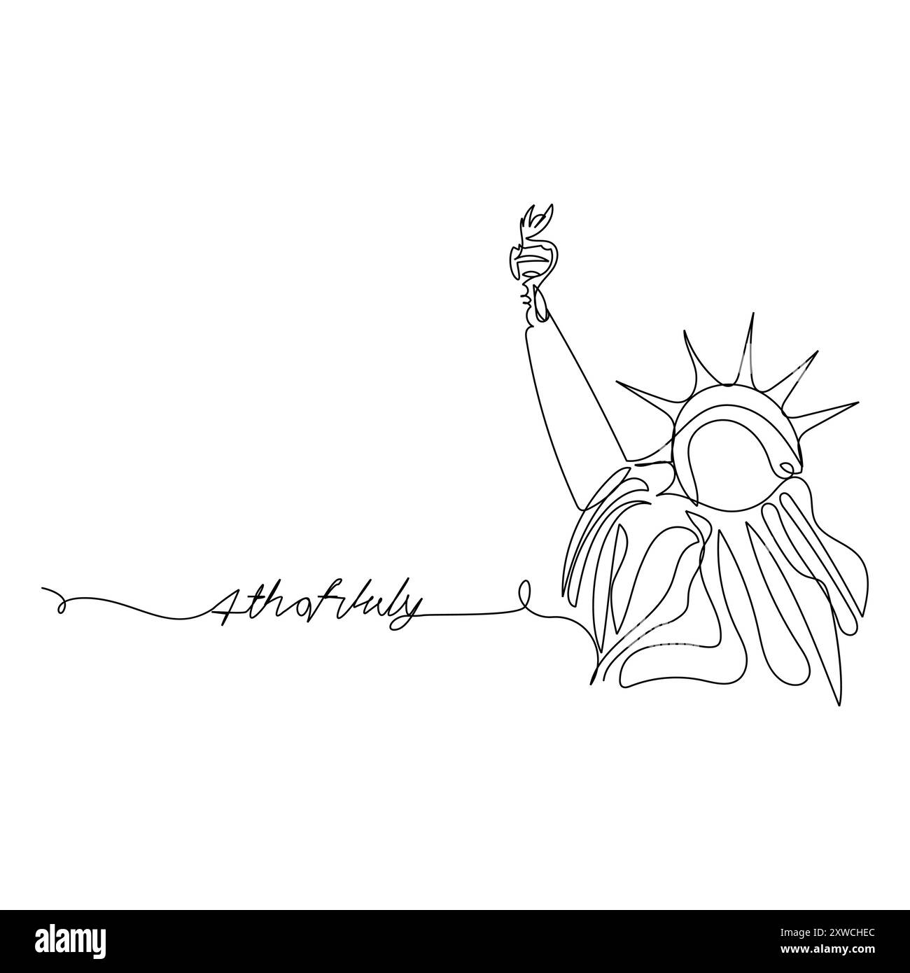 Continuous one-line drawing 4th of July Happy Independence Day single ...