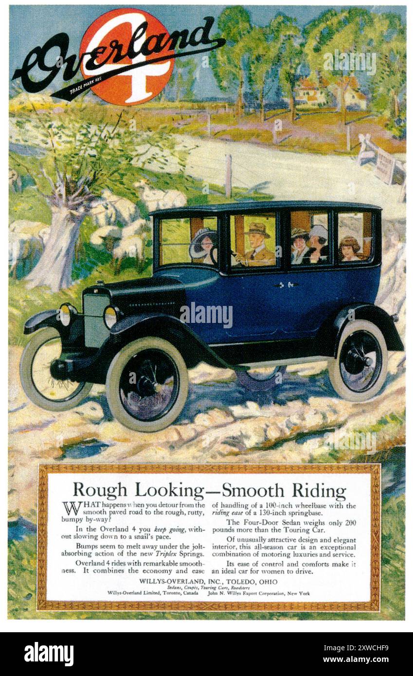 1920 Overland 4 car ad - Willys-Overland Stock Photo - Alamy