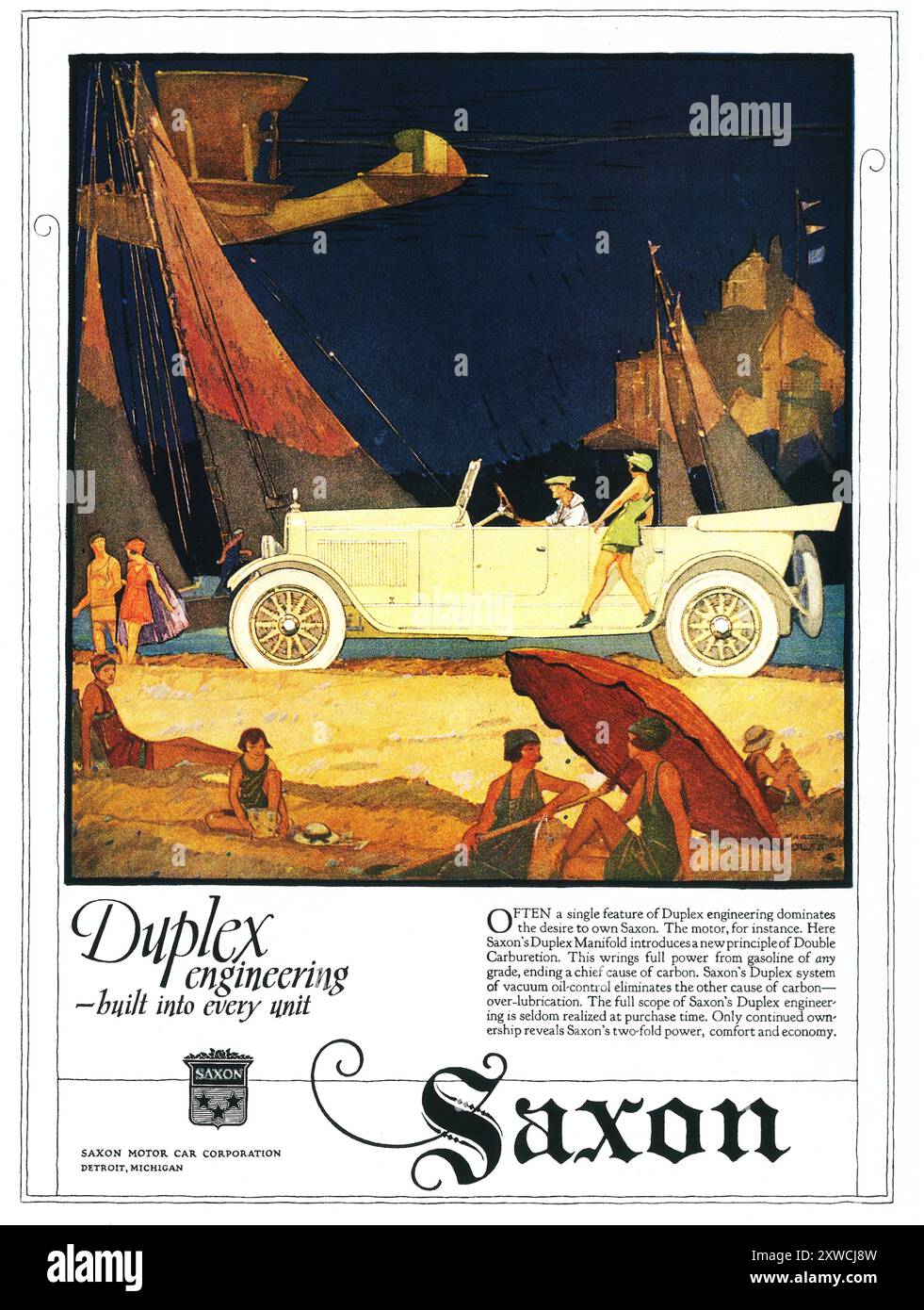 1920 Saxon Duplex Car Ad Stock Photo - Alamy