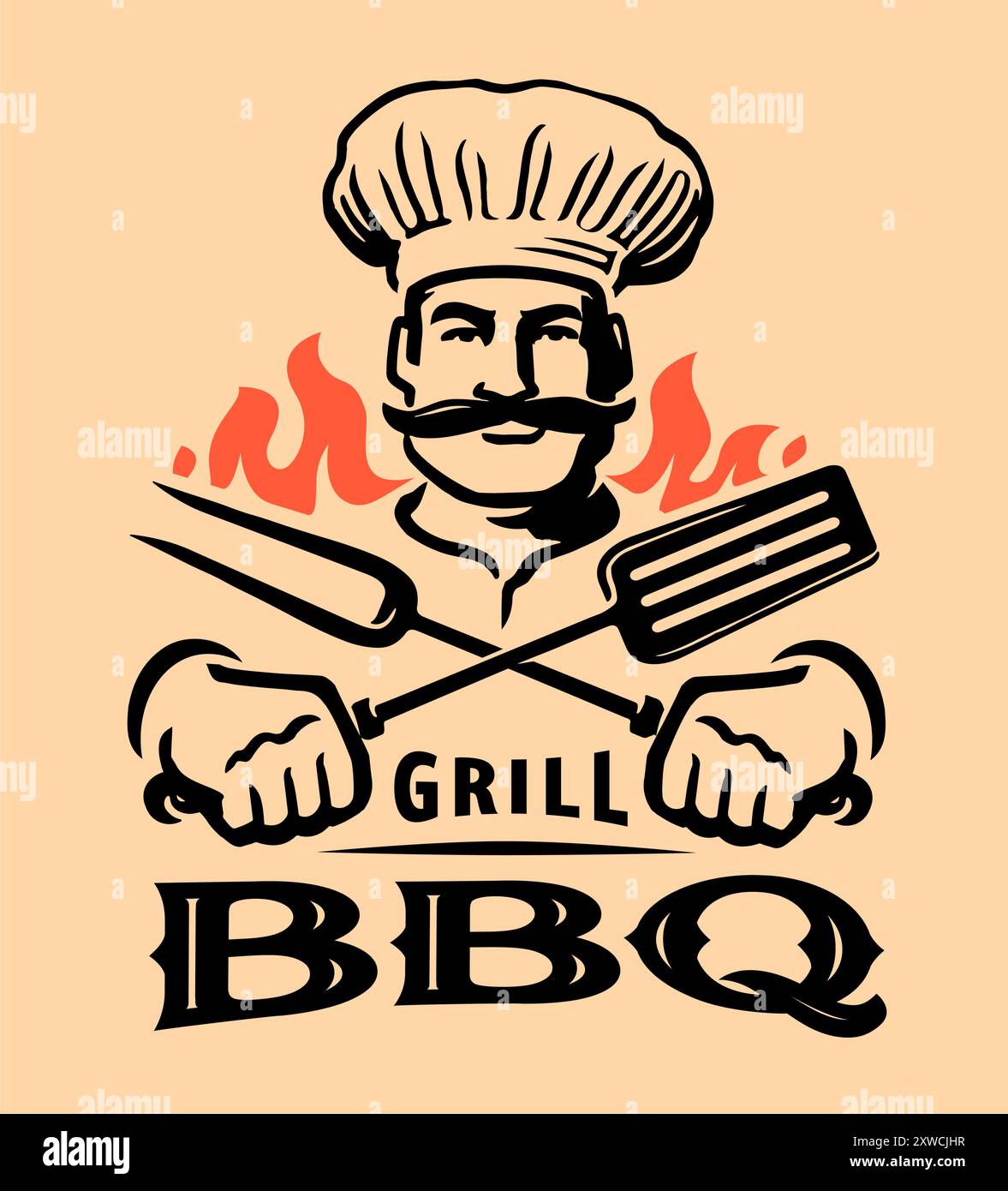 Barbecue grill label, badge for restaurant menu. Bbq food logo, emblem ...