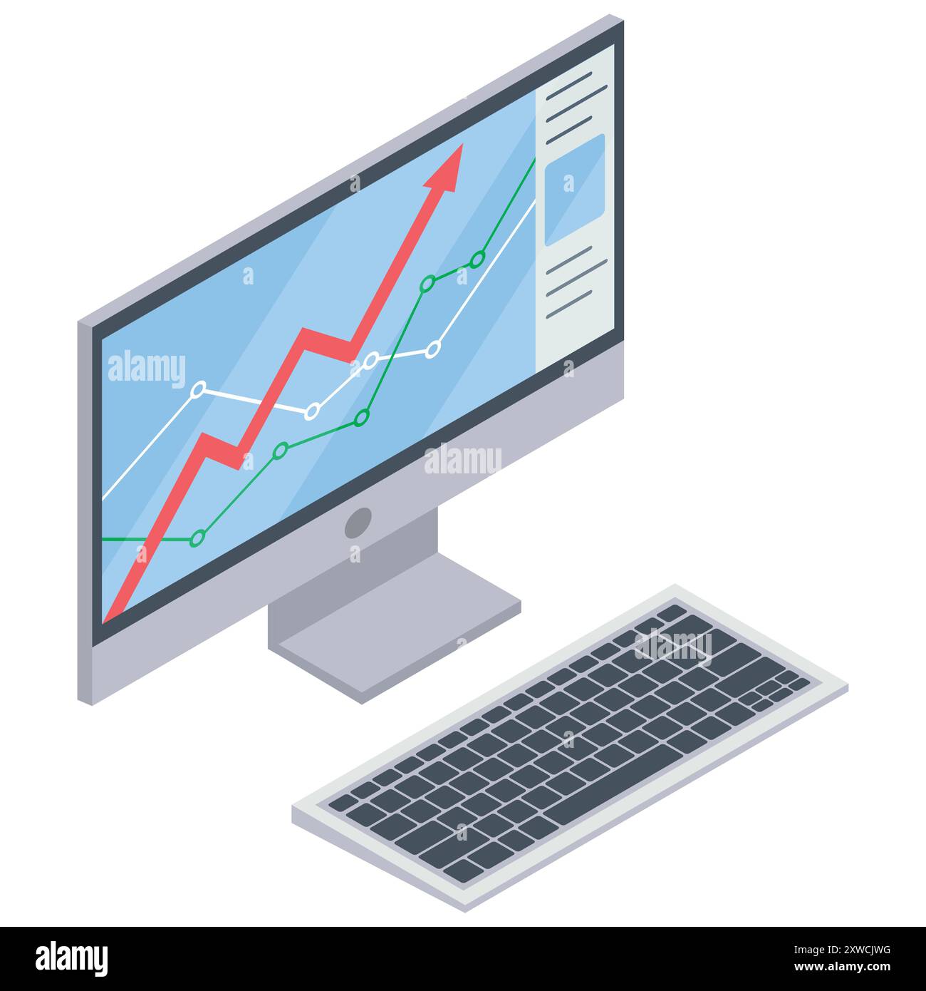 Flat Isometric desktop computer. Pc icon. Vector illustration. Eps 10 ...