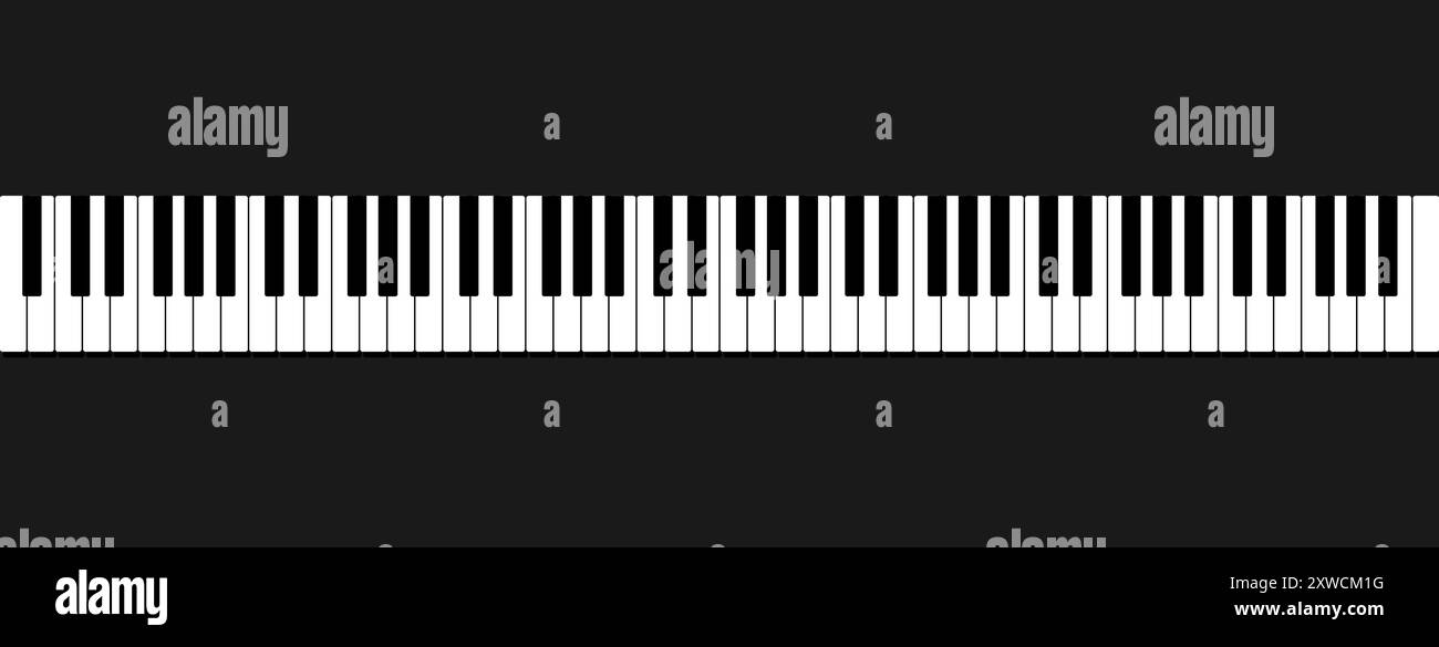 High-resolution vector illustration of a complete piano keyboard with ...