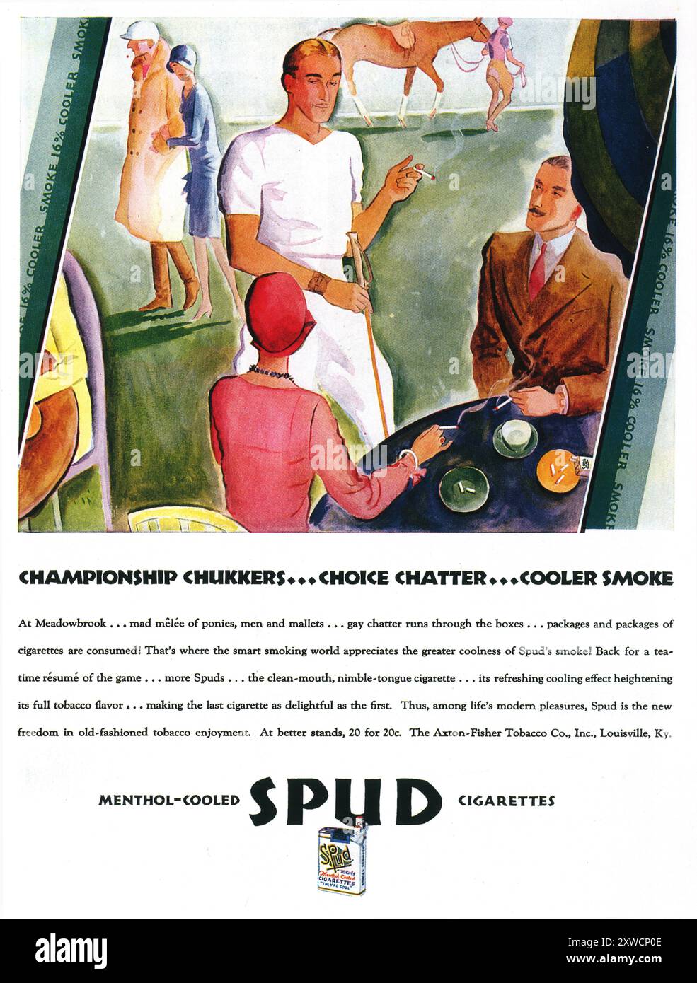 1929 SPUD cigarettes ad - Menthol-cooled cigarette Stock Photo - Alamy
