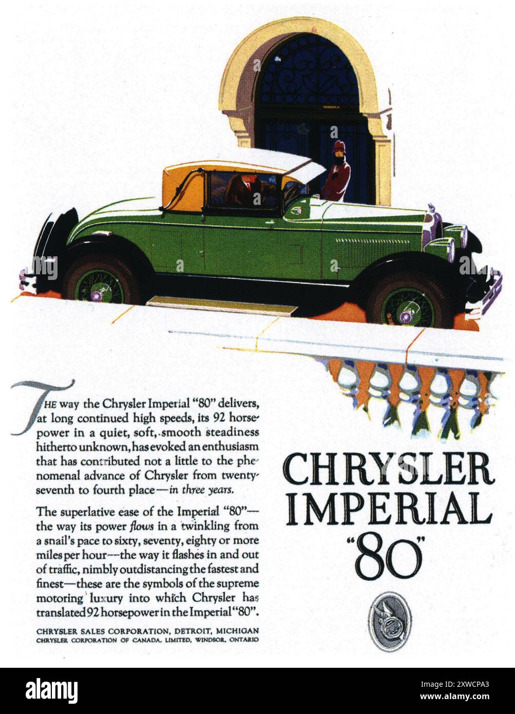 1927 Chrysler Imperial Car Ad Stock Photo - Alamy