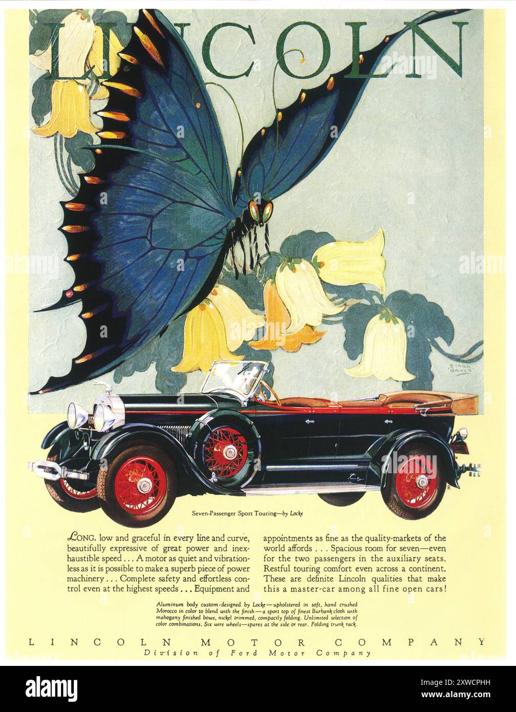1928 Lincoln Sport Touring Ad- Artwork by Stark Davis Stock Photo - Alamy