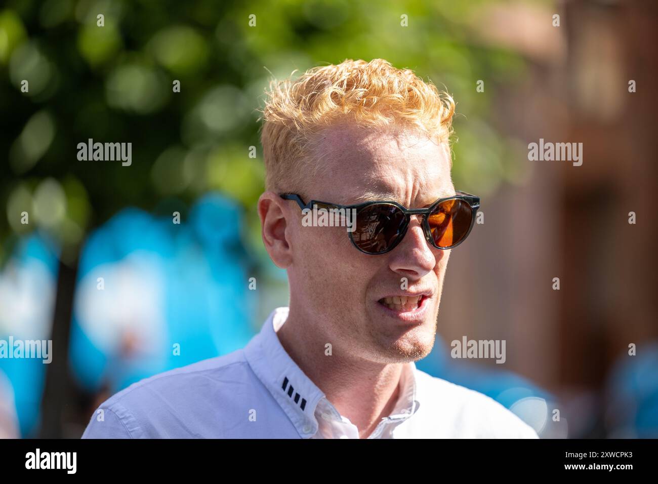 Ringkøbing, Denmark. 15th, August 2024. Former pro bike rider and now director of sports ...