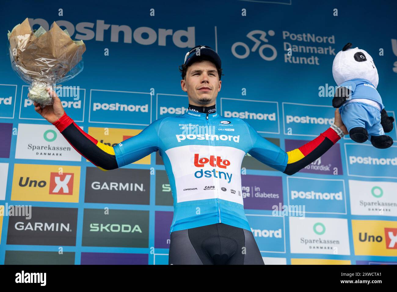 Ringkøbing, Denmark. 15th, August 2024. Arnaud De Lie from Team Lotto ...