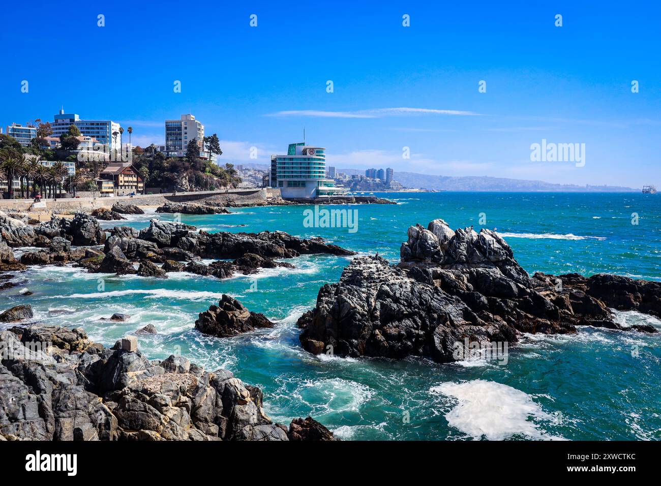 Beautiful Pacific Ocean Coastline near Vina Del Mar, Chile Stock Photo ...