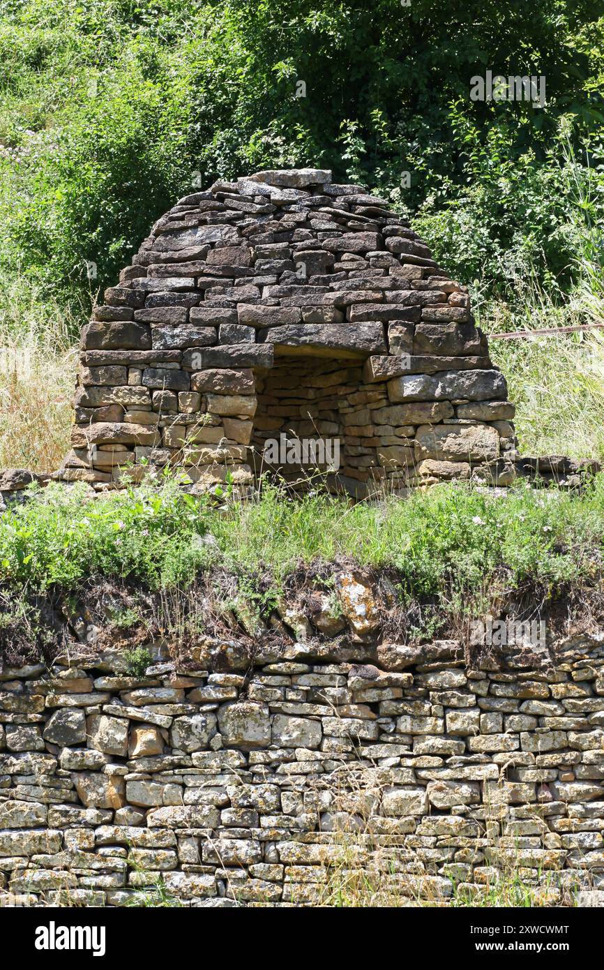 Old and typical stone hut called cadole in French language in ...