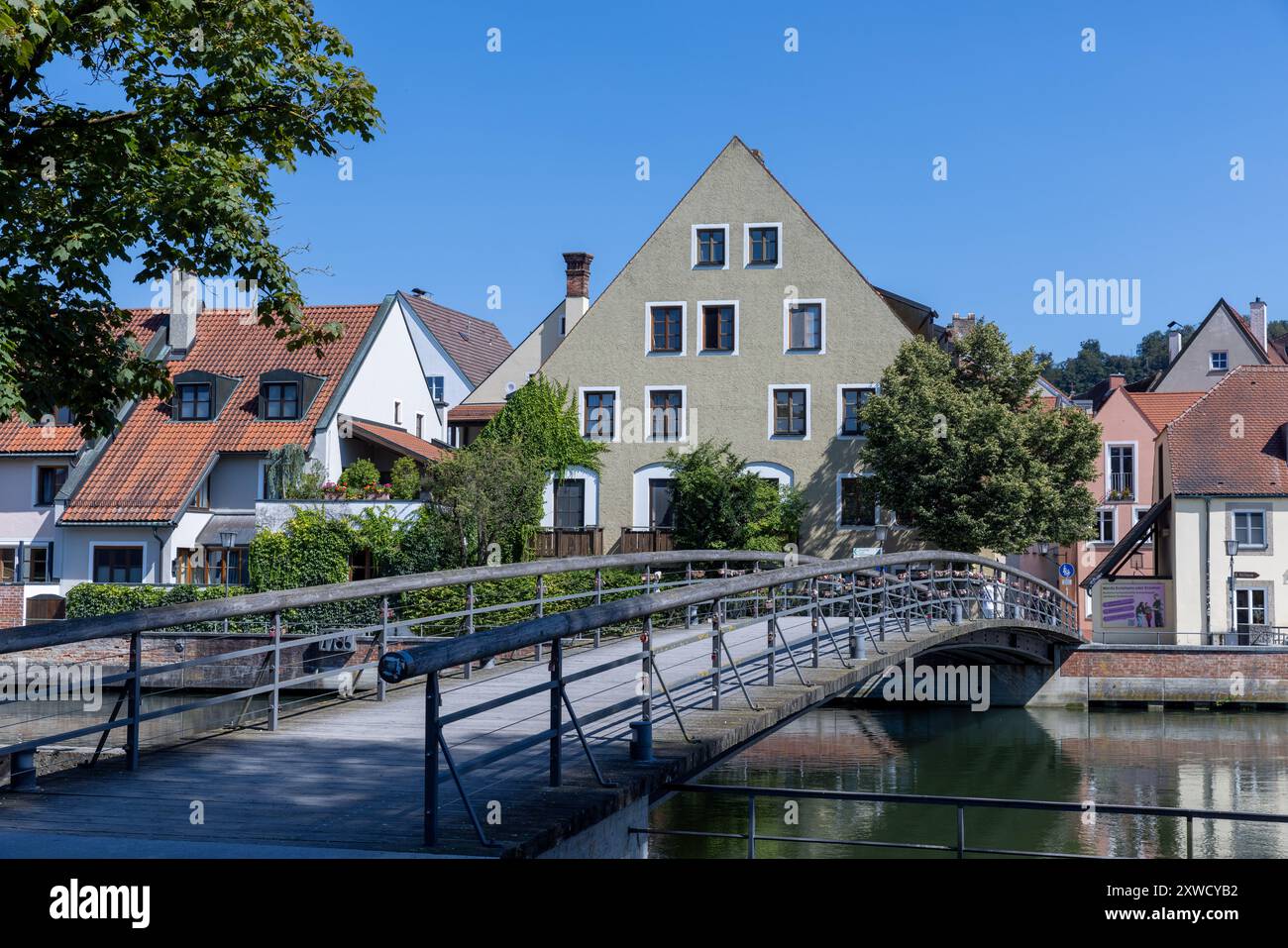 Historical buildings on banks of Isar River in Landshut Stock Photo - Alamy