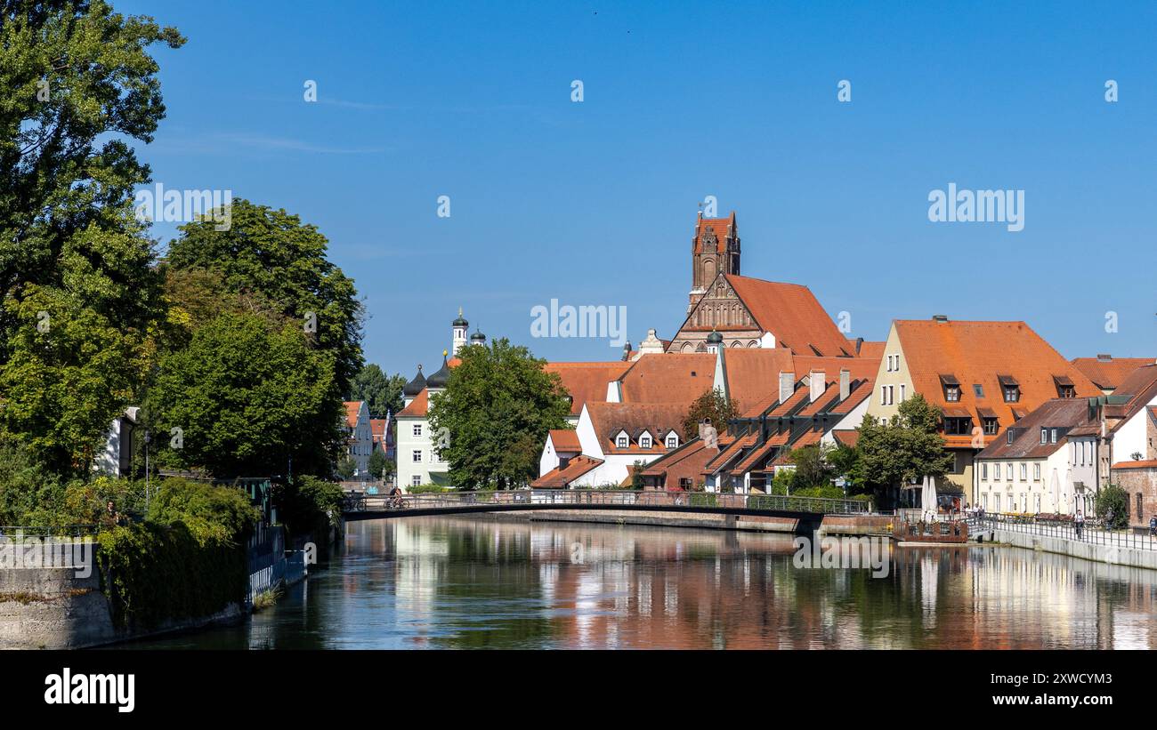 Historical buildings on banks of Isar River in Landshut Stock Photo - Alamy