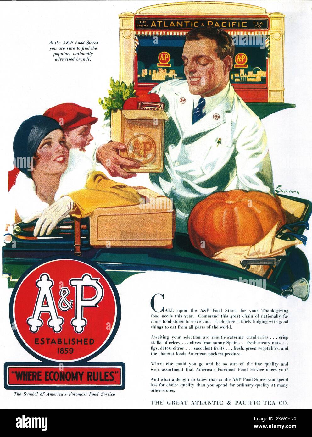 1929 A&P Grocery Food Store Ad with E. W. Jackson Art - The Great Atlantic & Pacific Tea Co ...