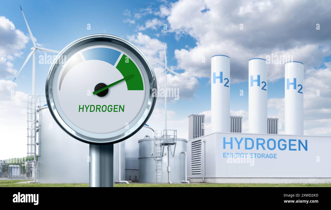 Hydrogen factory with energy storage concept. Green hydrogen production ...