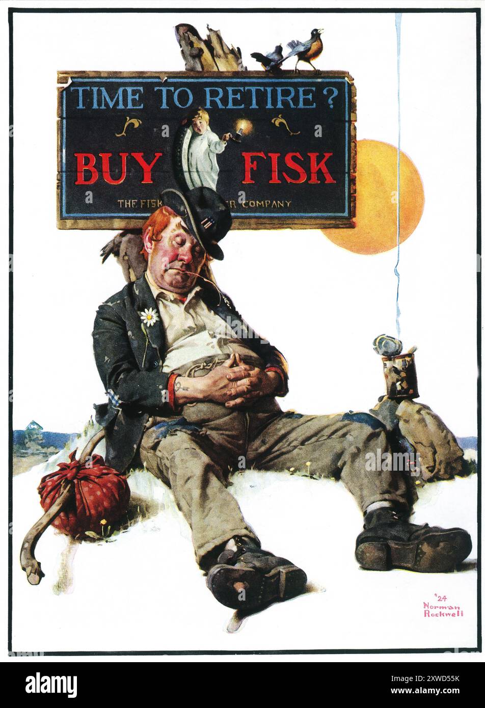 1910 Fisk Tires Ad with Norman Rockwell ad Stock Photo - Alamy
