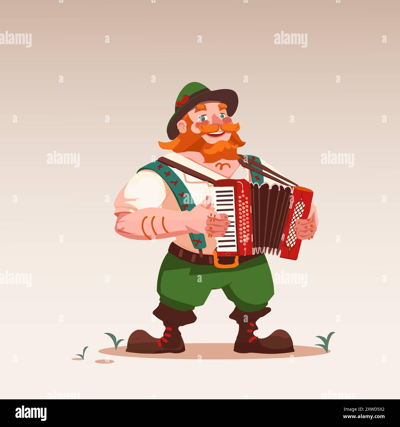 Vector illustration. Jolly man with bushy mustache, dressed in ...