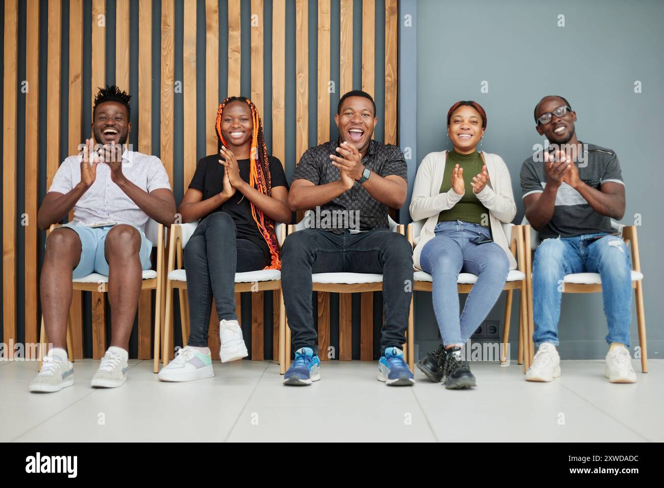 Group of happy employees applauds in the conference room Stock Photo ...
