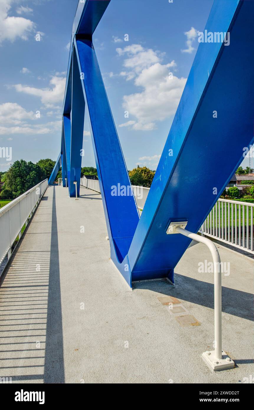 Zwolle, The Netherlands, August 7, 2024: blue truss supporting a ...