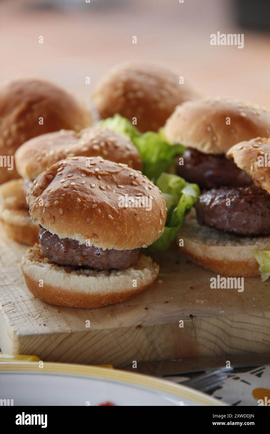 Beef sliders ready to be served Stock Photo - Alamy