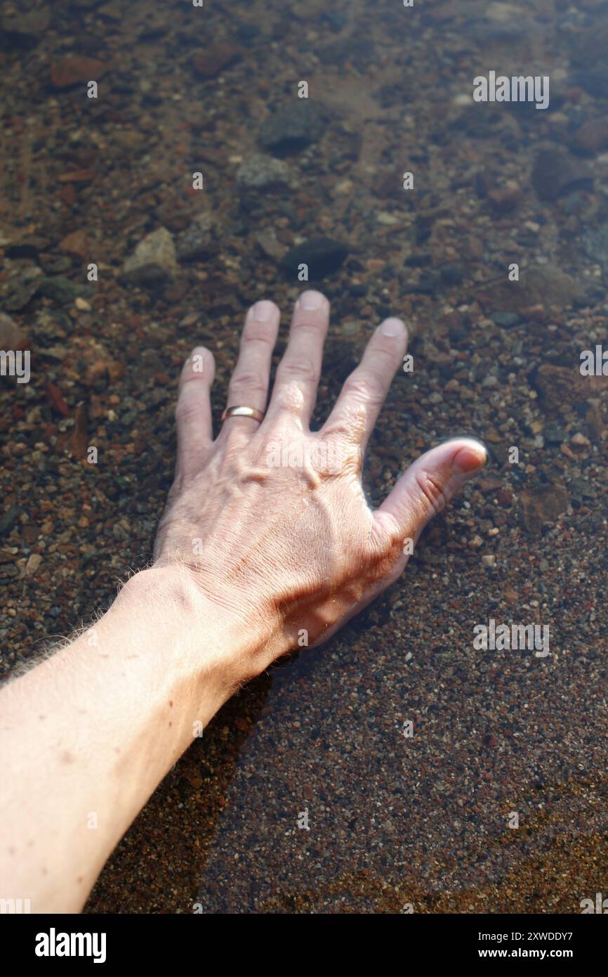 Reflection mans hand in water hi-res stock photography and images - Alamy