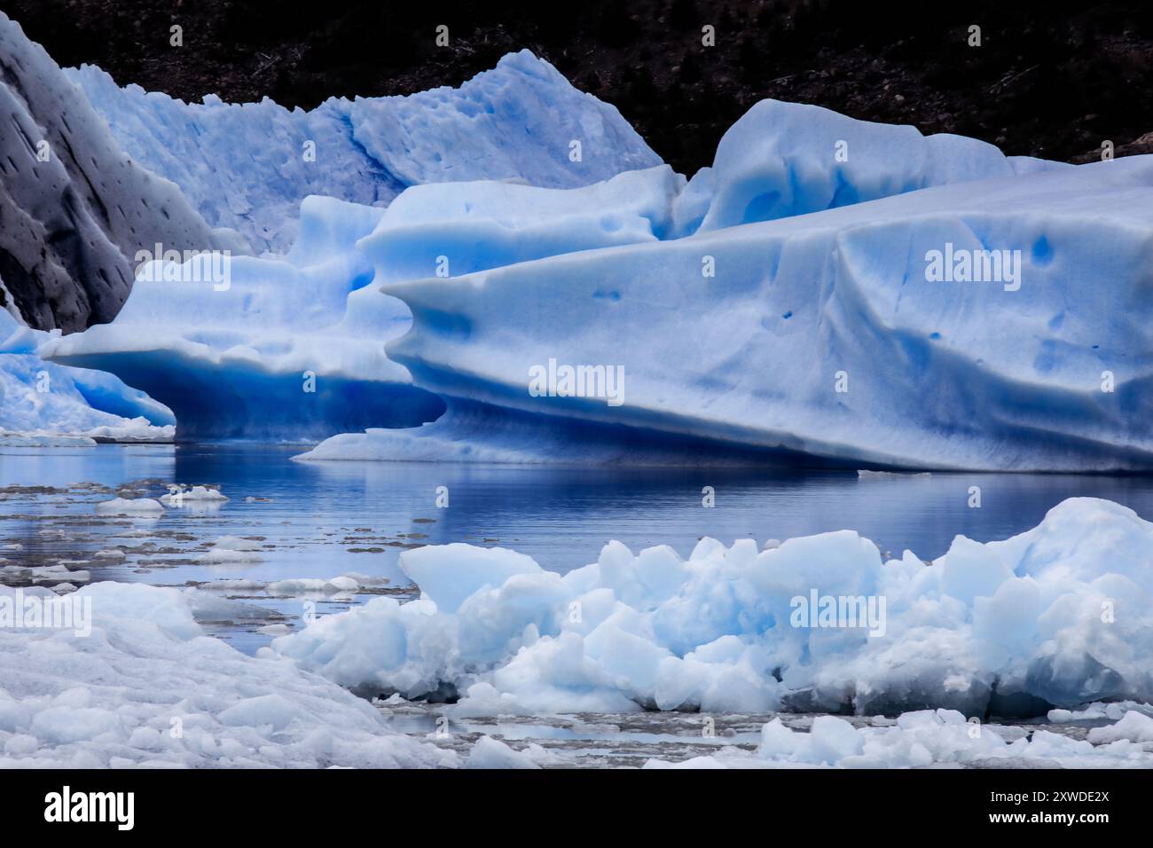 Ice Piece in the Lake of Gray, near of the Grey Glacier in the Southern ...