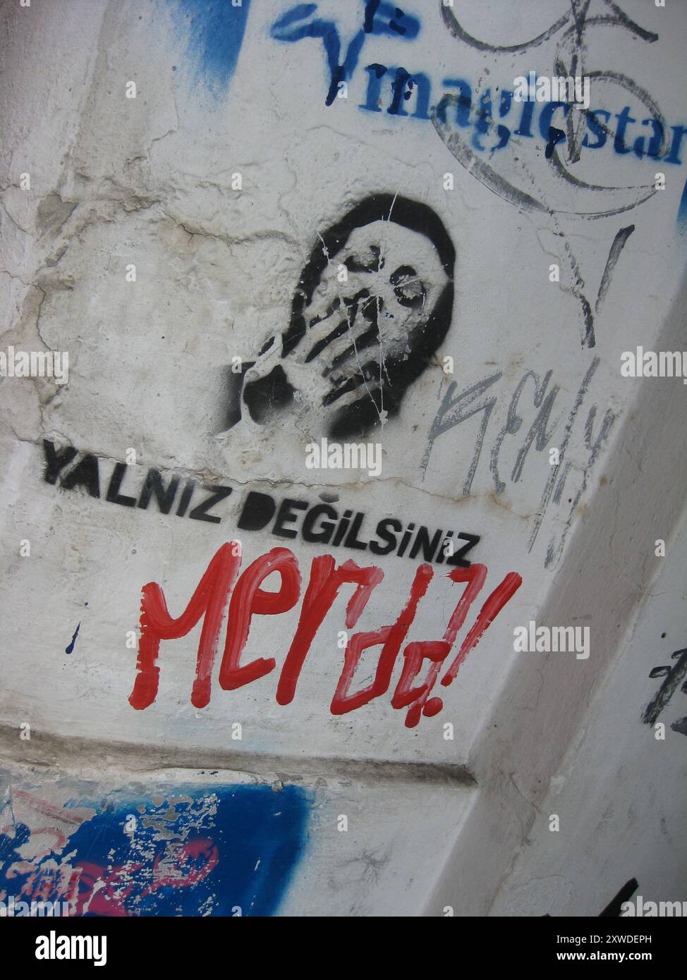 Street art stencils on a wall in urban Istanbul, Turkey Stock Photo - Alamy