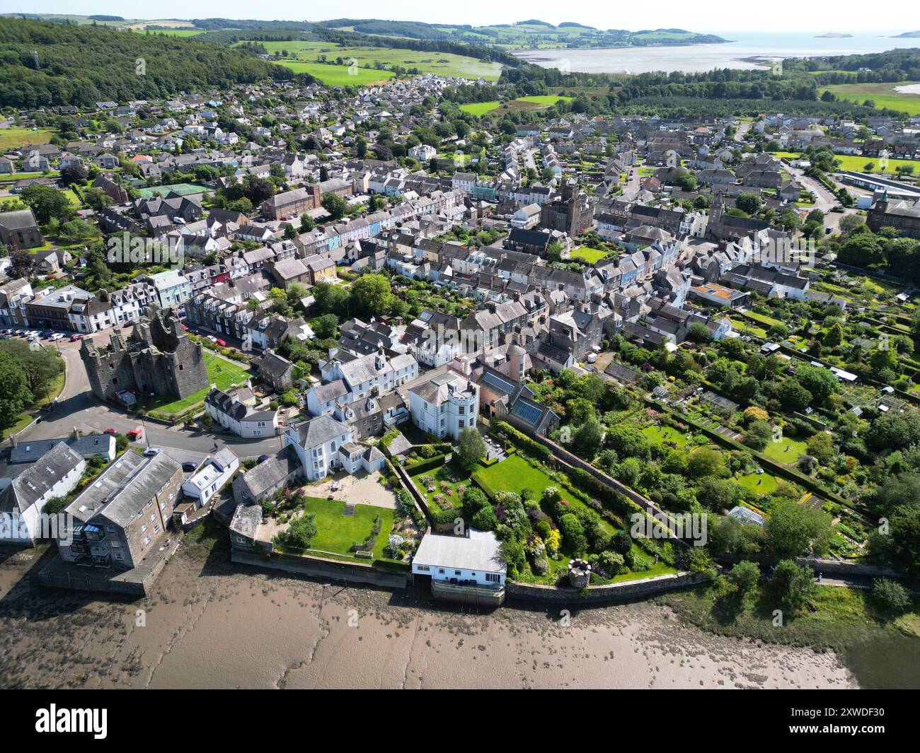 Kirkcudbright, Scotland aerial view of the town and River Dee - photo ...