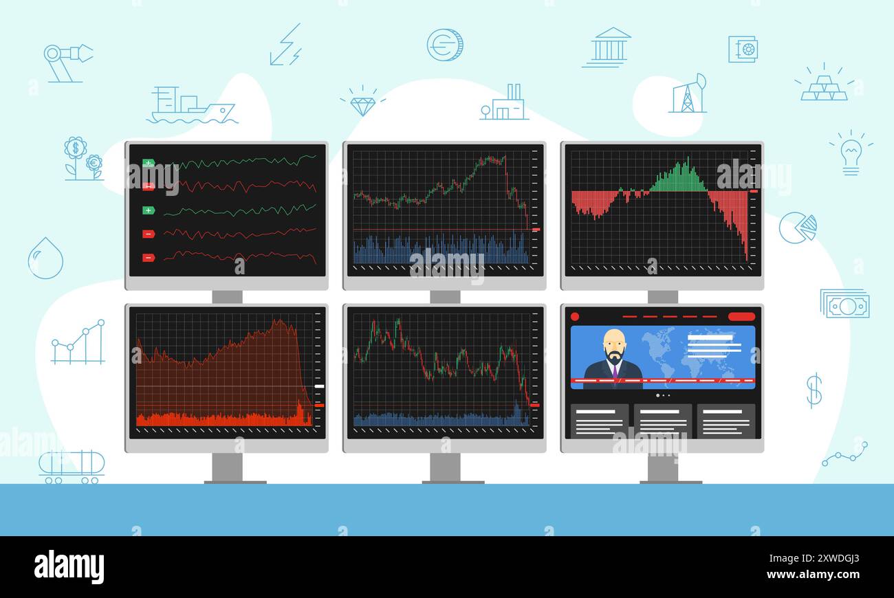 Falling graphs Stock Vector Images - Alamy