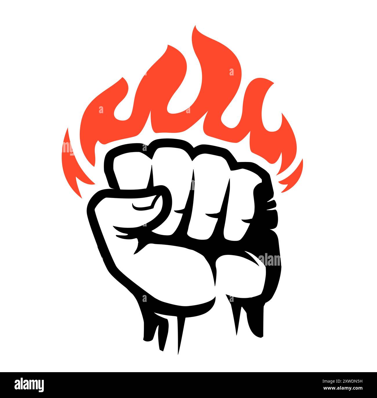 Blazing fist icon or symbol. Strength, strong punch emblem vector ...