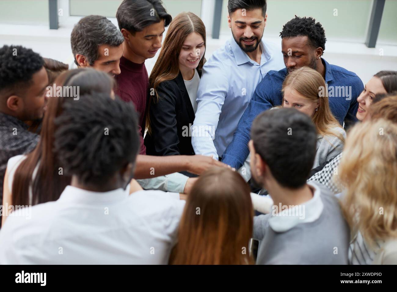 Young College Students Teamwork Stacking Hand Concept Stock Photo - Alamy