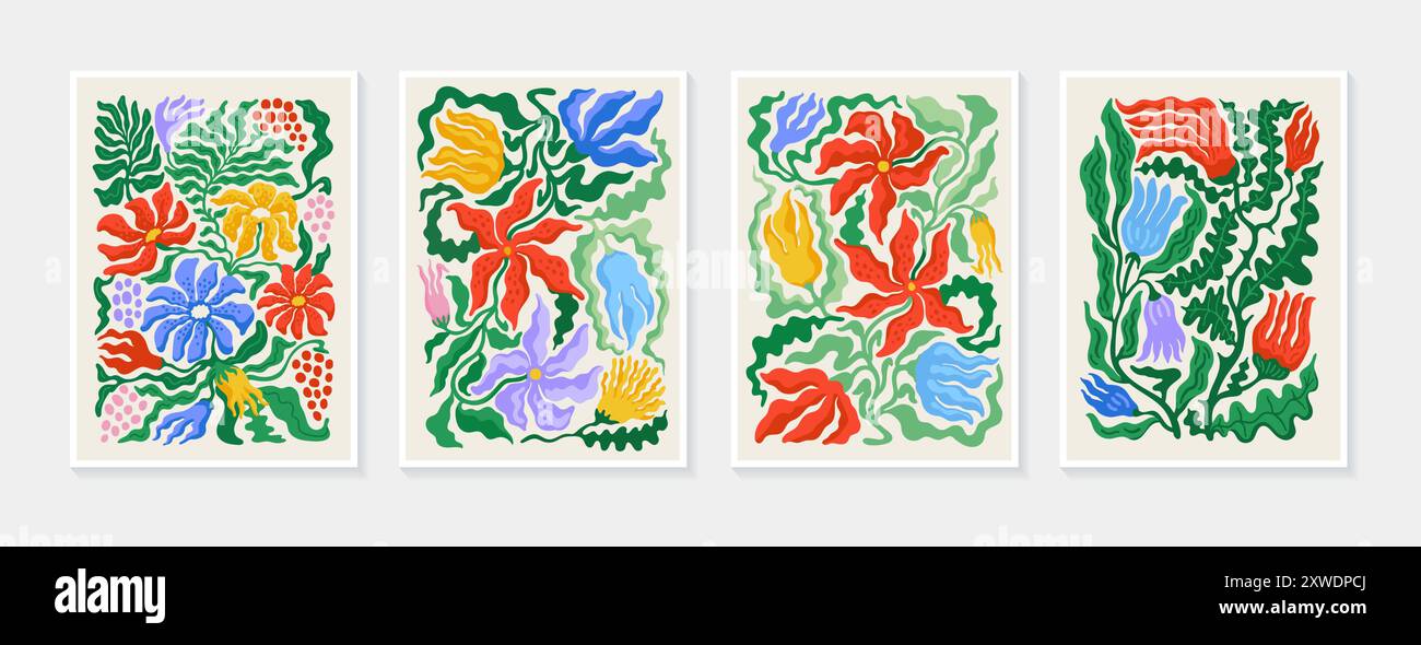 Floral designs in vibrant colors set hi-res stock photography and ...