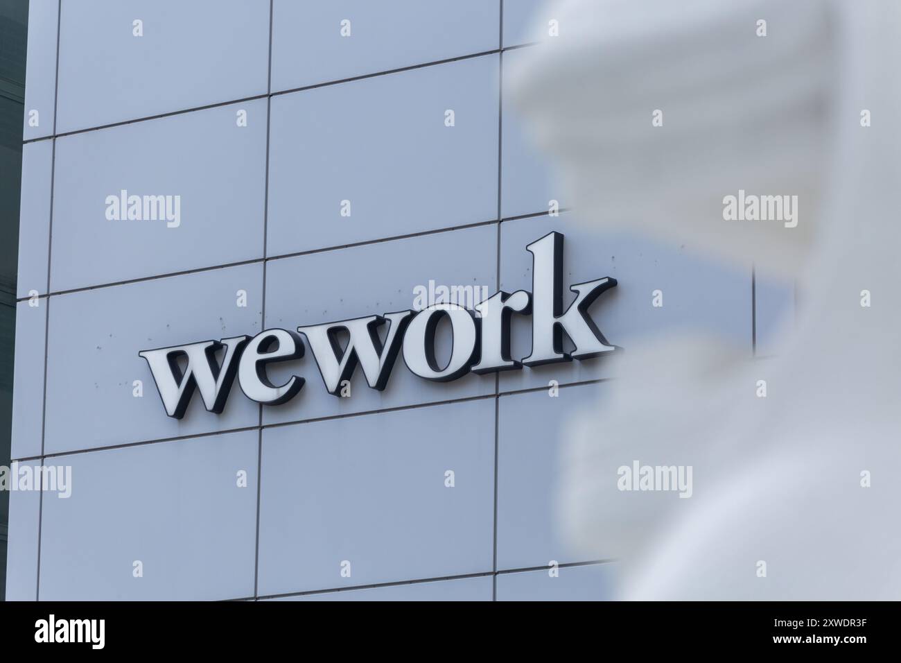 19 Aug 2024. Wework signage in background at outdoor. Singapore Stock ...
