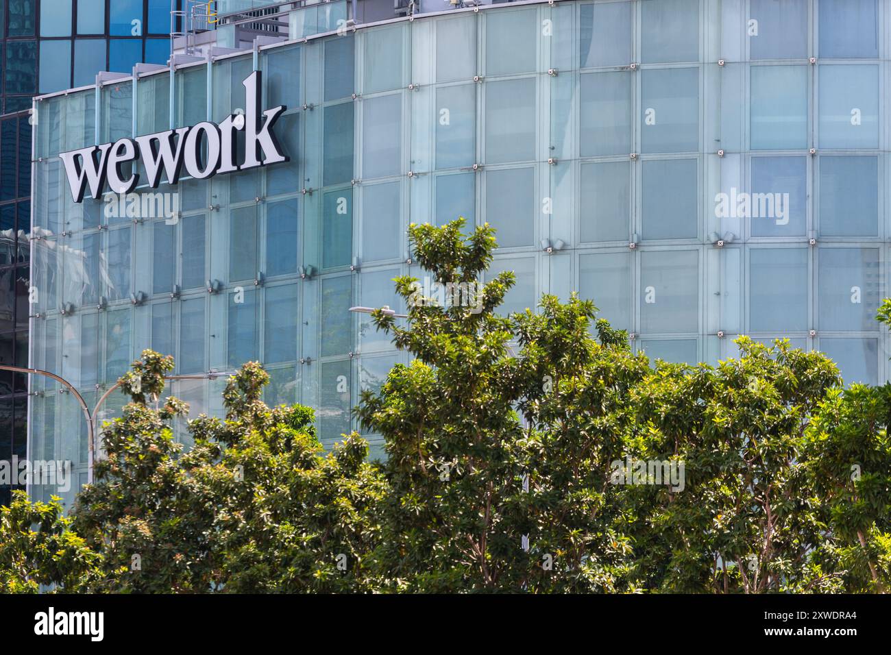 19 Aug 2024. Wework signage view from far at outdoor. Singapore Stock ...
