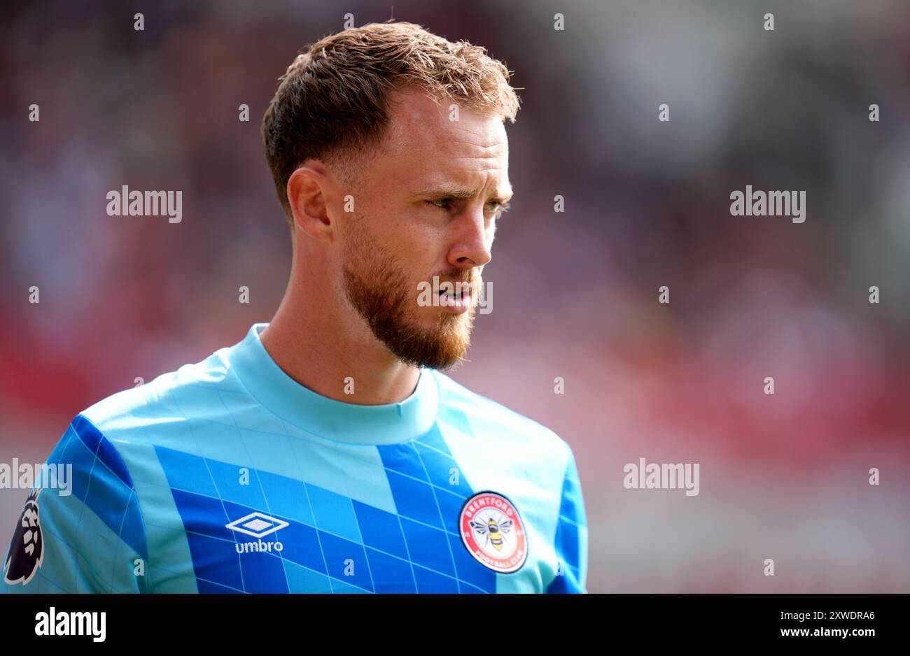 Brentford goalkeeper Mark Flekken during the Premier League match at the Gtech Community Stadium ...