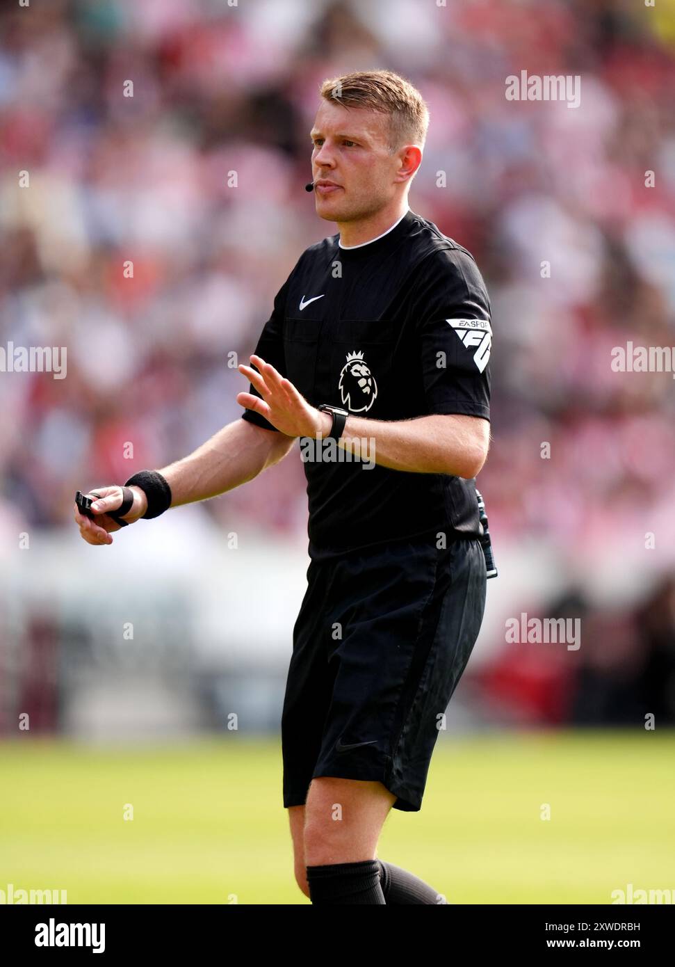 Sam Barratt, referee during the Premier League match at the Gtech ...
