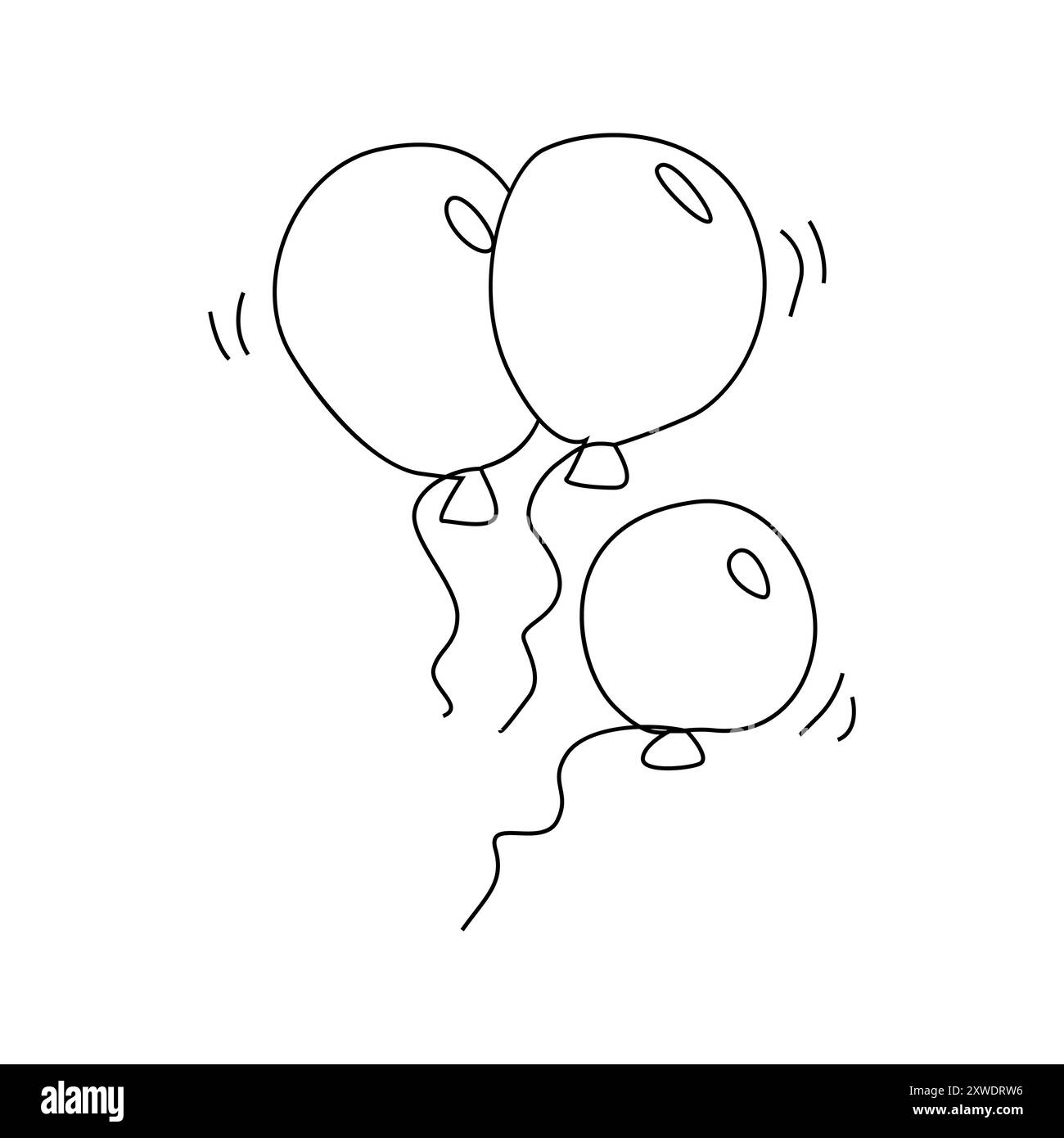 Celebration balloons outline doodle illustration. Vector Hand drawn ...